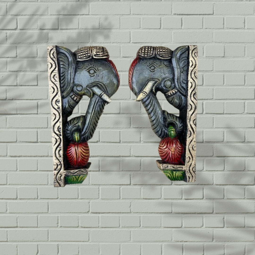 Elephant Wall Bracket Pair | Decorative Indian Wall Brackets for ...